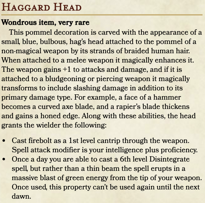 Humble Homebrew: Haggard Head – The Dungeoneer's Journal